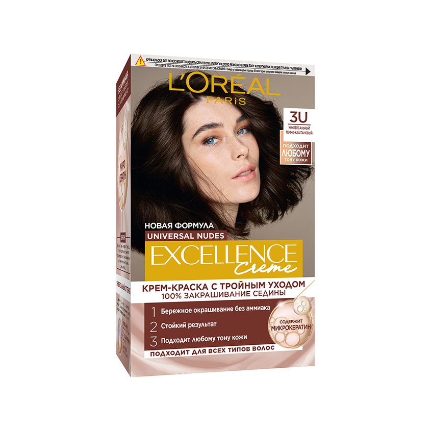 Крем-краска для волос `LOREAL` `EXCELLENCE` CREME UNIVERSAL NUDES тон ...